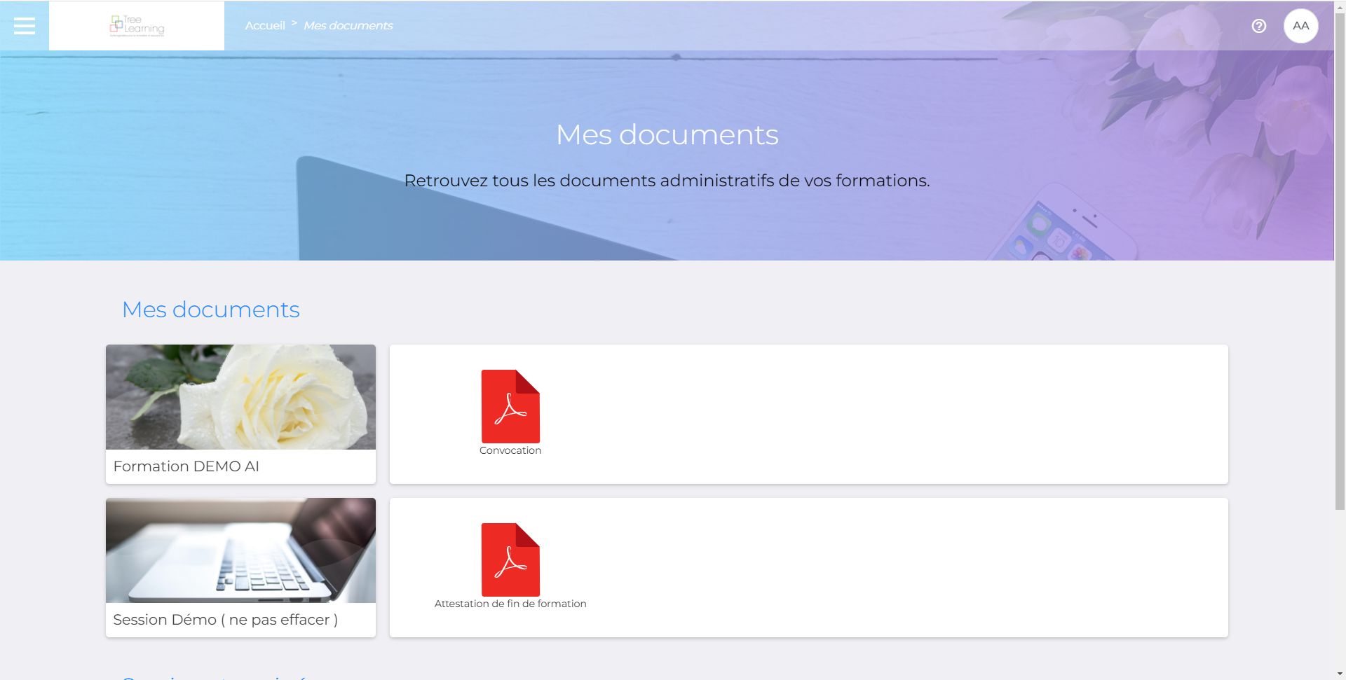 Présentation de l'espace apprenant - Support Agora Learning