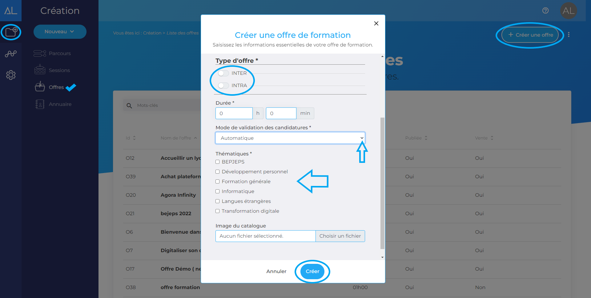 Les offres de formation - Support Agora Learning
