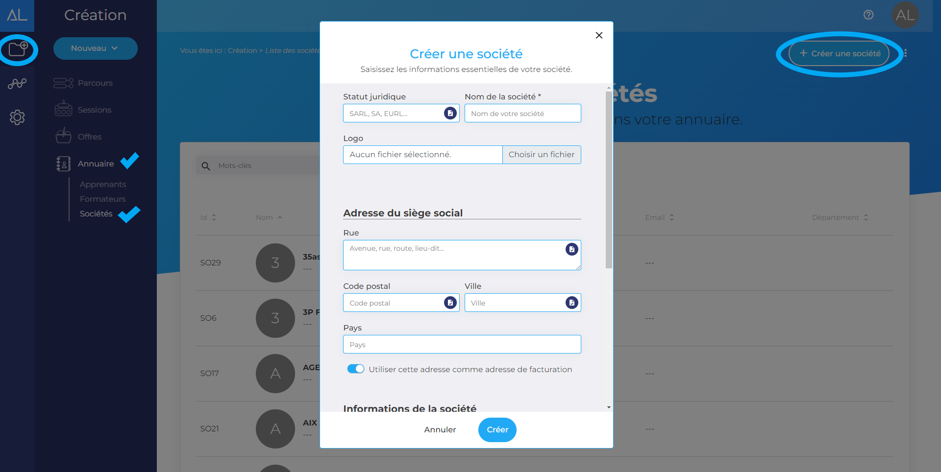 Créer un contact - Support Agora Learning