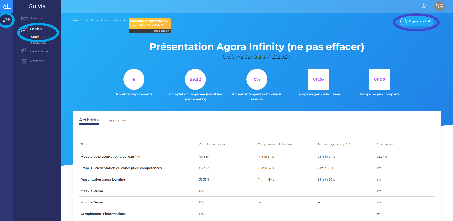 Suivre une session - Support Agora Learning