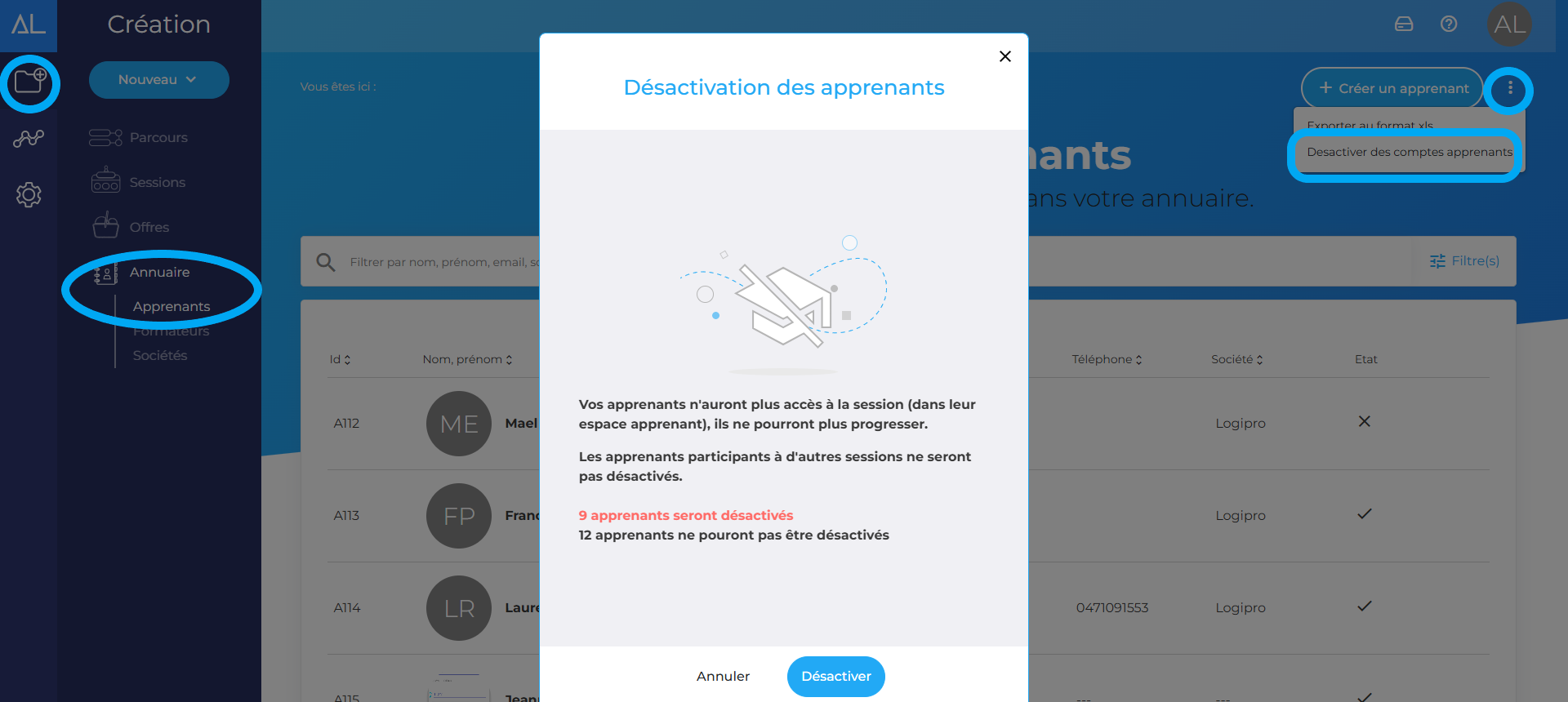 Désactivation - Support Agora Learning